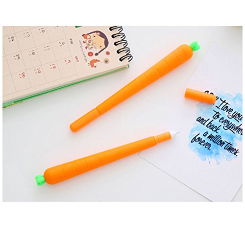 NUOLUX 12 Pack Carrot Gel Ink Pen Cute Soft Silicone RollerBall Pen for Office and School Supplies Gift for Kids