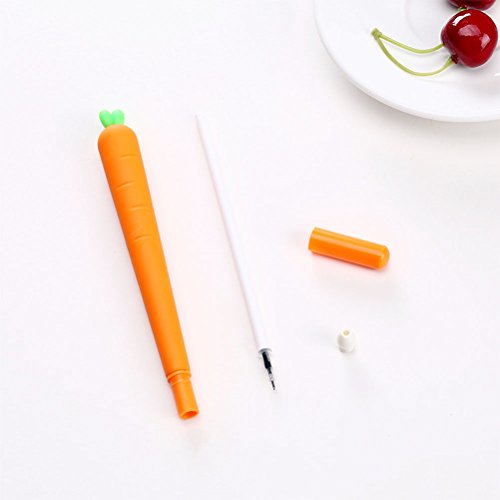 NUOLUX 12 Pack Carrot Gel Ink Pen Cute Soft Silicone RollerBall Pen for Office and School Supplies Gift for Kids