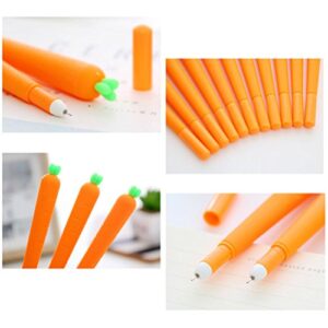 NUOLUX 12 Pack Carrot Gel Ink Pen Cute Soft Silicone RollerBall Pen for Office and School Supplies Gift for Kids