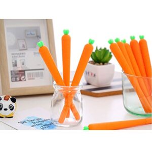 NUOLUX 12 Pack Carrot Gel Ink Pen Cute Soft Silicone RollerBall Pen for Office and School Supplies Gift for Kids