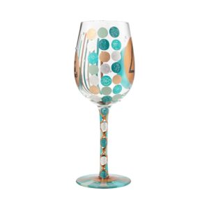 Enesco Designs by Lolita Hand-Painted Artisan, 15 oz. 40th Birthday Wine Glass, 1 Count (Pack of 1), Multicolor