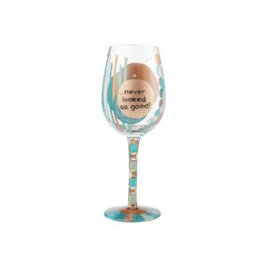 Enesco Designs by Lolita Hand-Painted Artisan, 15 oz. 40th Birthday Wine Glass, 1 Count (Pack of 1), Multicolor