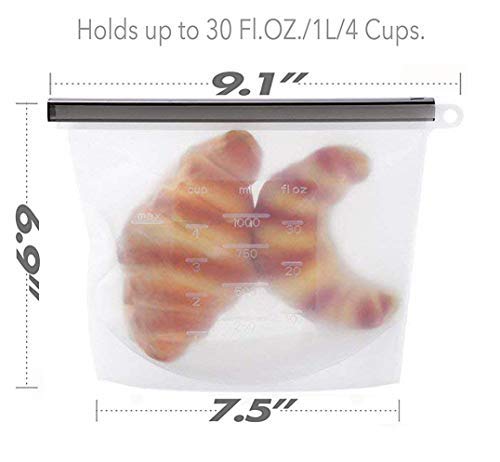 Reusable Silicone Food Bag Storage, 4 Packs