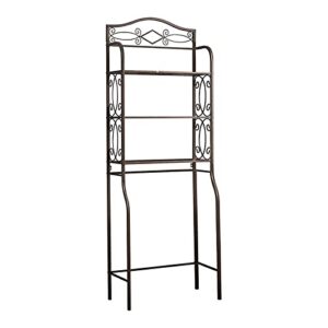 pilaster designs transitional 3 tier pewter metal leeds over the toilet bathroom spacesaver storage rack organizer, 24" w x 12" d x 68" h (habr130)