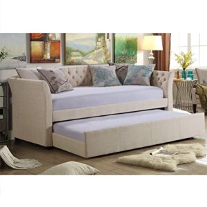 rosevera elsa twin size daybed with trundle, beige