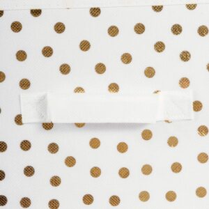 DII Non Woven Storage Collection Polka Dot Collapsible Bin Small Set, 11x11x11 Cube, White with Gold Dots, 4 Piece