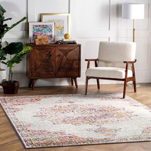 nuloom leola vintage medallion area rug, 5' x 7' 5", pink