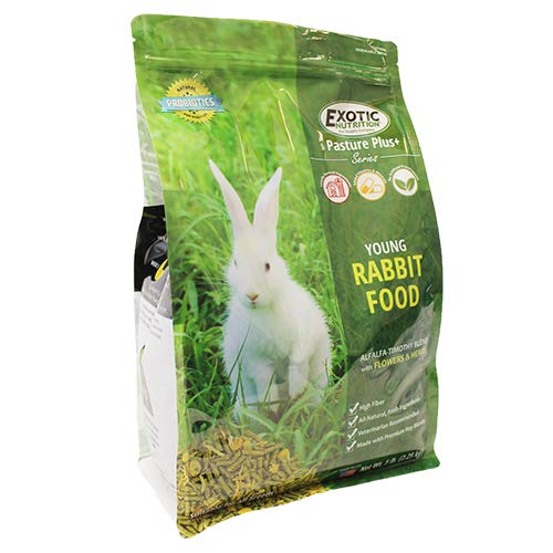 Pasture Plus+ Young Rabbit Food (5 lb.) - Nutritionally Complete Natural Healthy Pellet Diet - for Young, Pregnant, or Nursing Rabbits