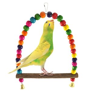 sungrow parakeet, budgie & hummingbird swing perch, wooden dowel makes for resting spot, 1-piece