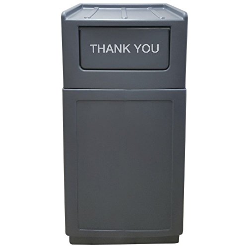 HUBERT 39 Gal Trash Receptacle with Tray Top Lid - 21 1/2" L x 14 1/2" W x 49" H