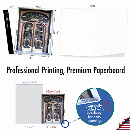 The Best Card Company - 10 Blank Note Cards Boxed (4 x 5.12 Inch) - Architecture, Assorted All Occasion Cards - Art Nouveau Doors M4624OCB-B1x10