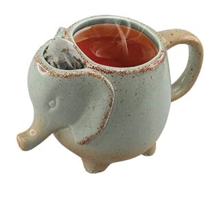 happiness apply here ceramic 15oz elephant tea mug green