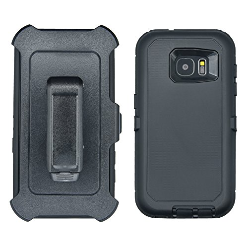 Samsung Galaxy S7 Cover | 2-in-1 Screen Protector & Holster Case | Full Body Military Grade Edge-to-Edge Protection with carrying belt clip| Drop Proof Shockproof Dustproof | Black / Black