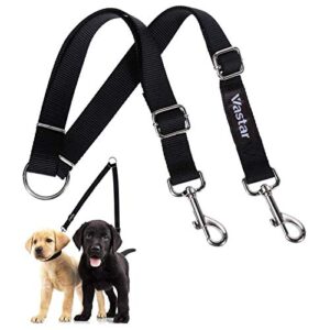 vastar double dog walker, adjustable heavy duty double dog leash for pets, no tangle two dogs training leash for dogs up to 110 pounds, premium quality dog leash coupler for 2 dogs