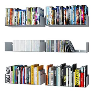 wallniture bali white u shape floating shelves for wall, cd dvd storage shelves and metal bookshelf set of 6