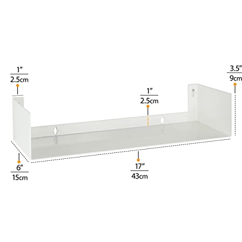 Wallniture Bali White U Shape Floating Shelves for Wall, CD DVD Storage Shelves and Metal Bookshelf Set of 6