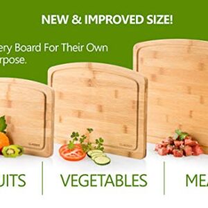 Organic Bamboo Cutting Boards for Kitchen Set of 3 - Eco-Friendly 100% Natural Bamboo Wooden Chopping Board with Juice Groove for Food Prep, Meat, Vegetables, Fruits, Crackers & Cheese - by Clasier