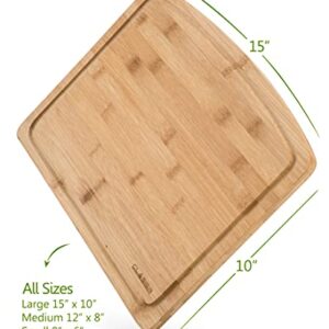 Organic Bamboo Cutting Boards for Kitchen Set of 3 - Eco-Friendly 100% Natural Bamboo Wooden Chopping Board with Juice Groove for Food Prep, Meat, Vegetables, Fruits, Crackers & Cheese - by Clasier