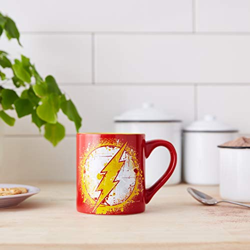 Silver Buffalo DC Comics Flash Splatter Paint Logo Ceramic Mug, 14 Ounces