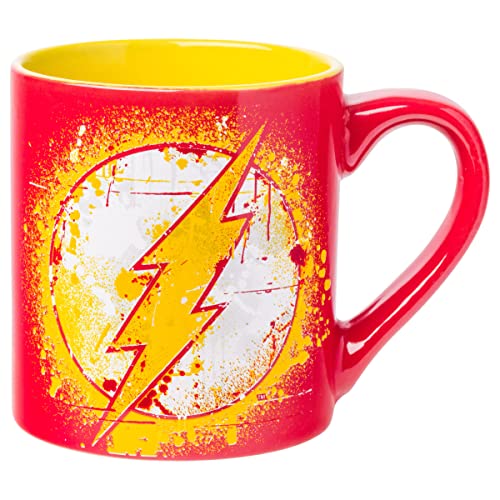 Silver Buffalo DC Comics Flash Splatter Paint Logo Ceramic Mug, 14 Ounces