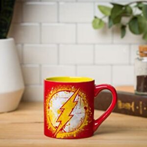 Silver Buffalo DC Comics Flash Splatter Paint Logo Ceramic Mug, 14 Ounces