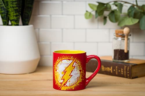 Silver Buffalo DC Comics Flash Splatter Paint Logo Ceramic Mug, 14 Ounces