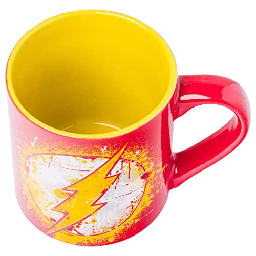 Silver Buffalo DC Comics Flash Splatter Paint Logo Ceramic Mug, 14 Ounces