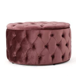 christopher knight home zelfa velvet ottoman, blush