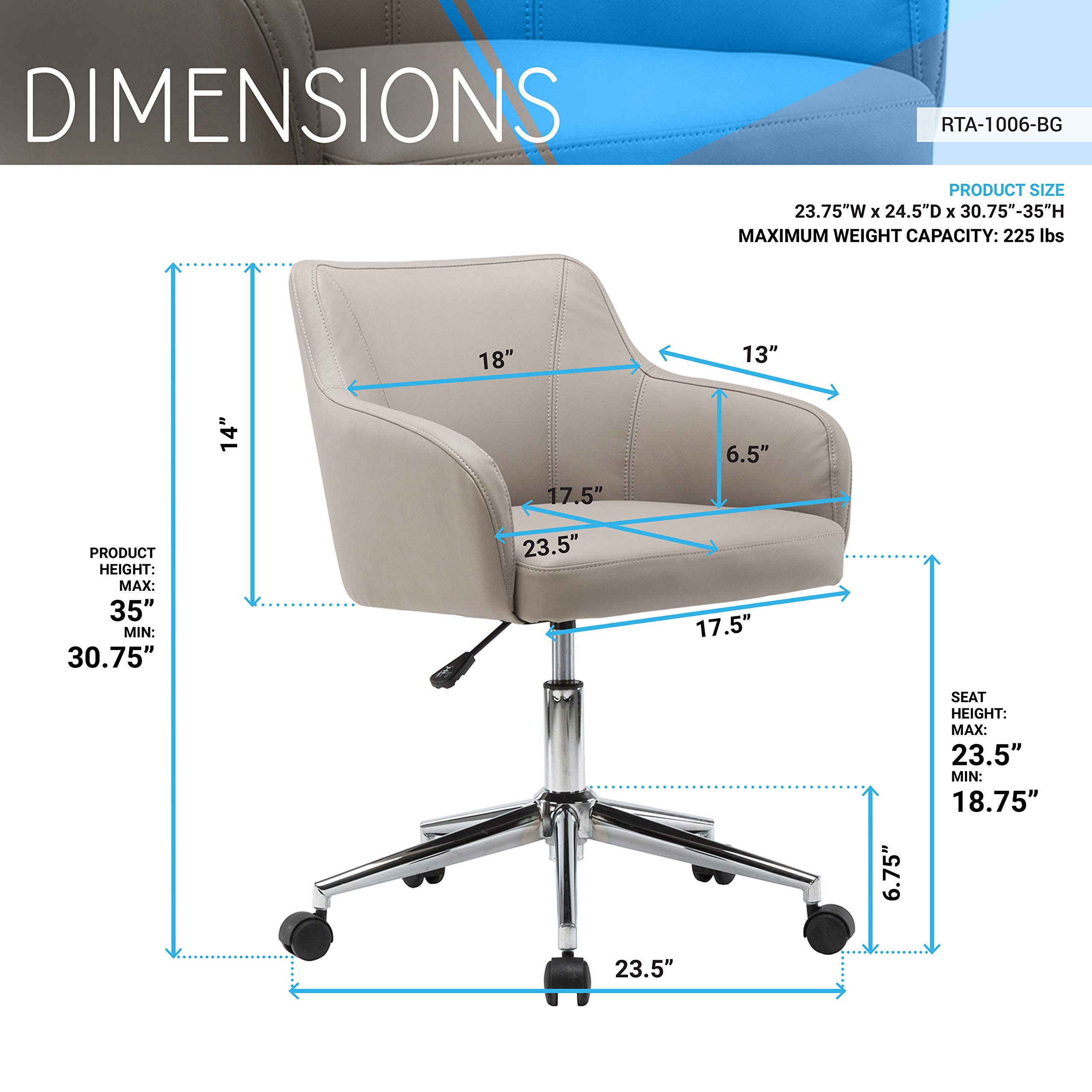 Techni Mobili Comfy and Classy Home Office Chairs, Beige