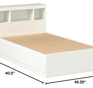 South Shore Reevo Twin Mates Bed With Bookcase Headboard (39"), Pure White