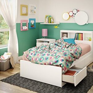 South Shore Reevo Twin Mates Bed With Bookcase Headboard (39"), Pure White