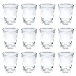 thirsty rhino karan, round 1.5 oz shot glass with heavy base, clear glass, set of 4