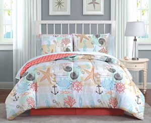 geneva home fashion belize 8-piece bed in a bag set, king, coral