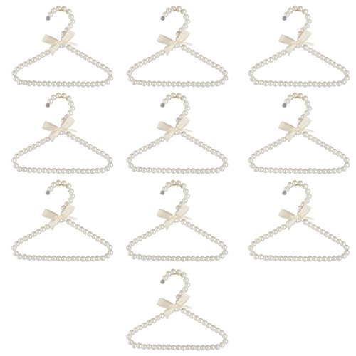 Jili Online Pack of 10Pcs, Pearl White Beaded Hanger Clothes Trouser 20cm Household Organization (White Color)