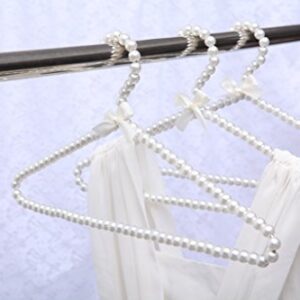 Jili Online Pack of 10Pcs, Pearl White Beaded Hanger Clothes Trouser 20cm Household Organization (White Color)