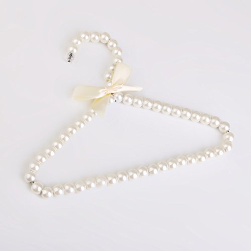 Jili Online Pack of 10Pcs, Pearl White Beaded Hanger Clothes Trouser 20cm Household Organization (White Color)