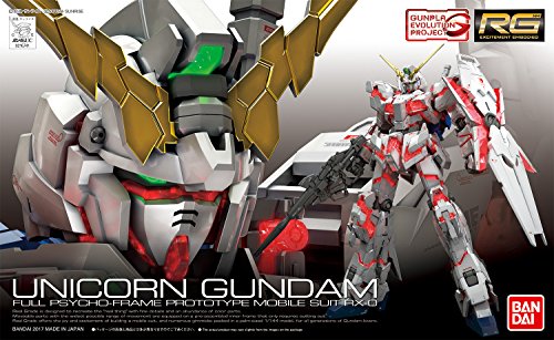 Bandai Hobby RG 1/144 Unicorn Gundam UC Model Kit Figure, Multi-Colored, 8" (BAN216741)