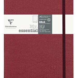 Clairefontaine 'Age Bag' Thread-Bound Notebook, A5, Dot, 192 Pages - Red