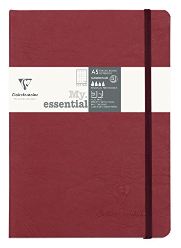 Clairefontaine 'Age Bag' Thread-Bound Notebook, A5, Dot, 192 Pages - Red