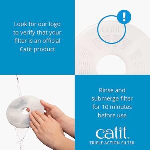 Catit Triple Action Water Fountain Filters, Replacement Cat Drinking Fountain Filters, 2 Pack