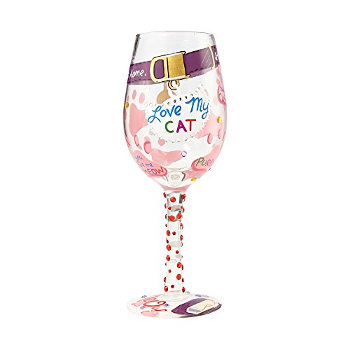 Enesco Wine Glass Love My Cat, Multicolor