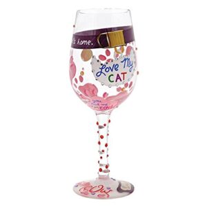 Enesco Wine Glass Love My Cat, Multicolor