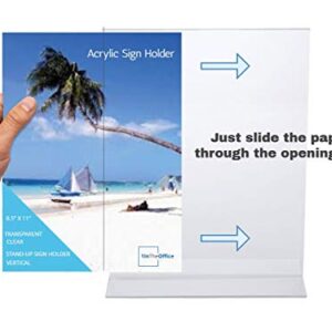 1InTheOffice Acrylic Vertical Stand-Up Sign Holder 8.5 x 11 "6 pack"