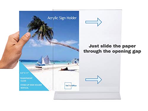 1InTheOffice Acrylic Vertical Stand-Up Sign Holder 8.5 x 11 "6 pack"