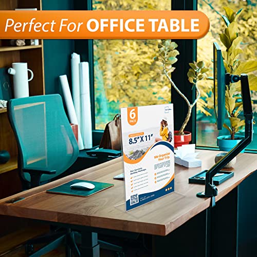 1InTheOffice Acrylic Vertical Stand-Up Sign Holder 8.5 x 11 "6 pack"