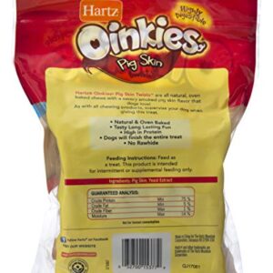 Hartz Oinkies Natural Smoked Pig Skin Twist Dog Treat Chews - 20 Pack