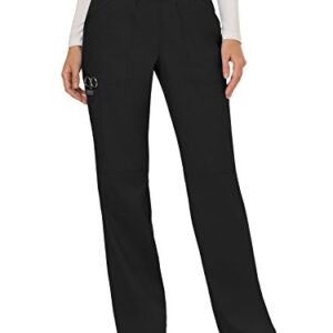 Cherokee Pull-On Scrub Pants for Women Workwear Revolution, Soft Stretch WW110P, L Petite, Black