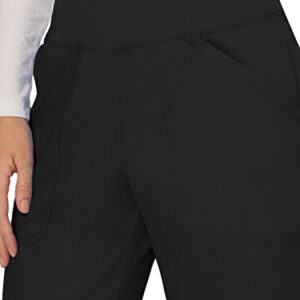 Cherokee Pull-On Scrub Pants for Women Workwear Revolution, Soft Stretch WW110P, L Petite, Black