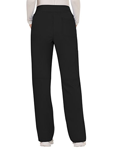 Cherokee Pull-On Scrub Pants for Women Workwear Revolution, Soft Stretch WW110P, L Petite, Black