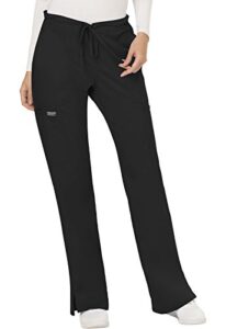 scrubs for women workwear revolution, drawstring scrub pants, soft stretch ww120, m, black